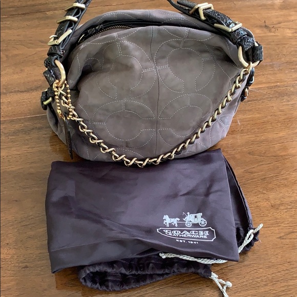 Coach | Bags | Coach Suede And Snakeskin Hobo | Poshmark